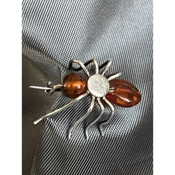 Unbranded | Jewelry | Vintage Small Sterling Silver Amber Ant Brooch ...
